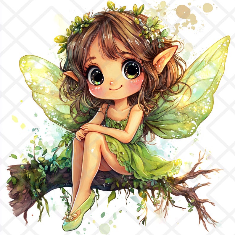 Watercolor Weeping Willow Fairy Clipart, Green Forest Sprite (JPG) - Etsy