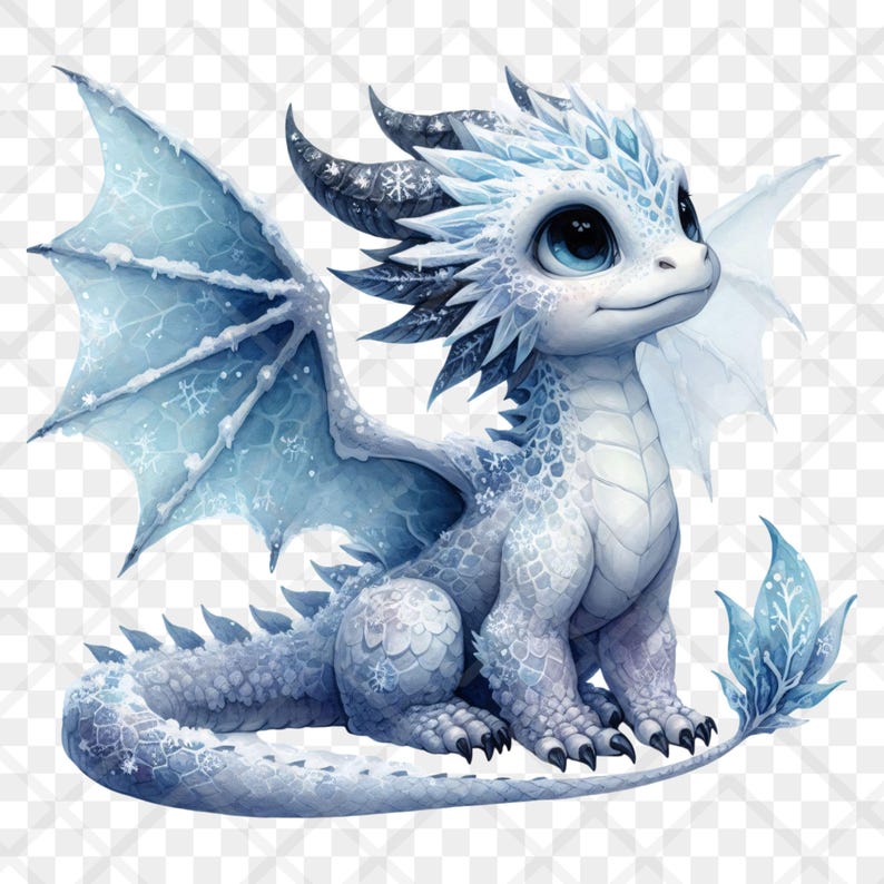 Snowflake Baby Dragon PNG Bundle 12 Cute Winter Dragons Clipart Set for ...