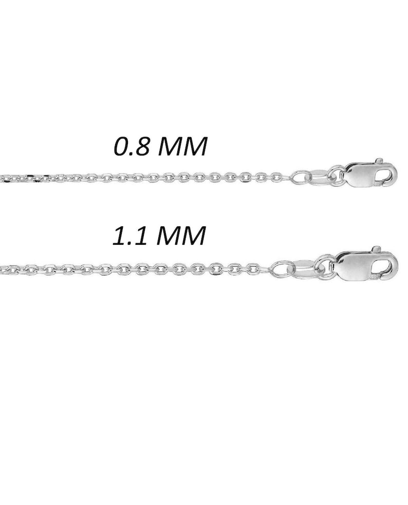 10K Solid White Gold Cable Chain Necklace, 16", 18", 20" Inch, 0.8mm-1 ...