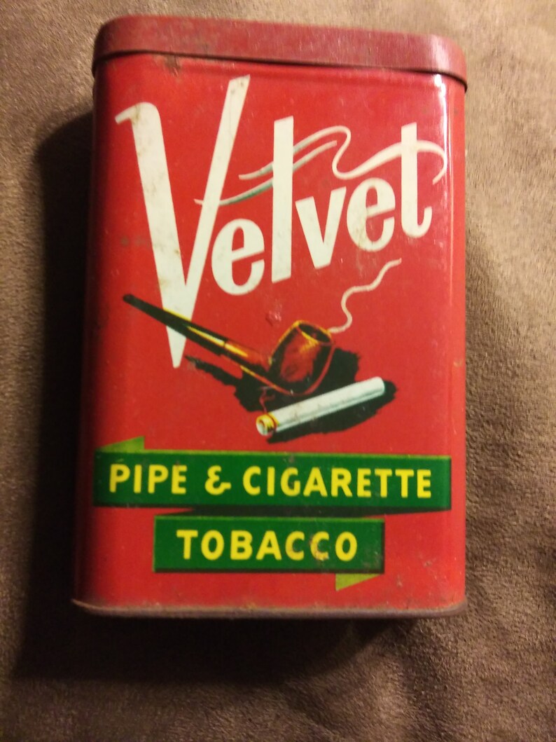 Vintage Velvet Pipe and Cigarette Tobacco Tin - Etsy