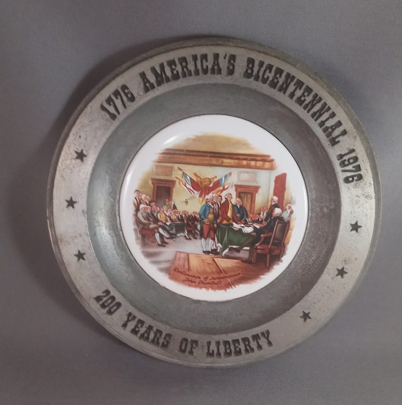 Vintage Pewter Bicentennial Plate - Etsy