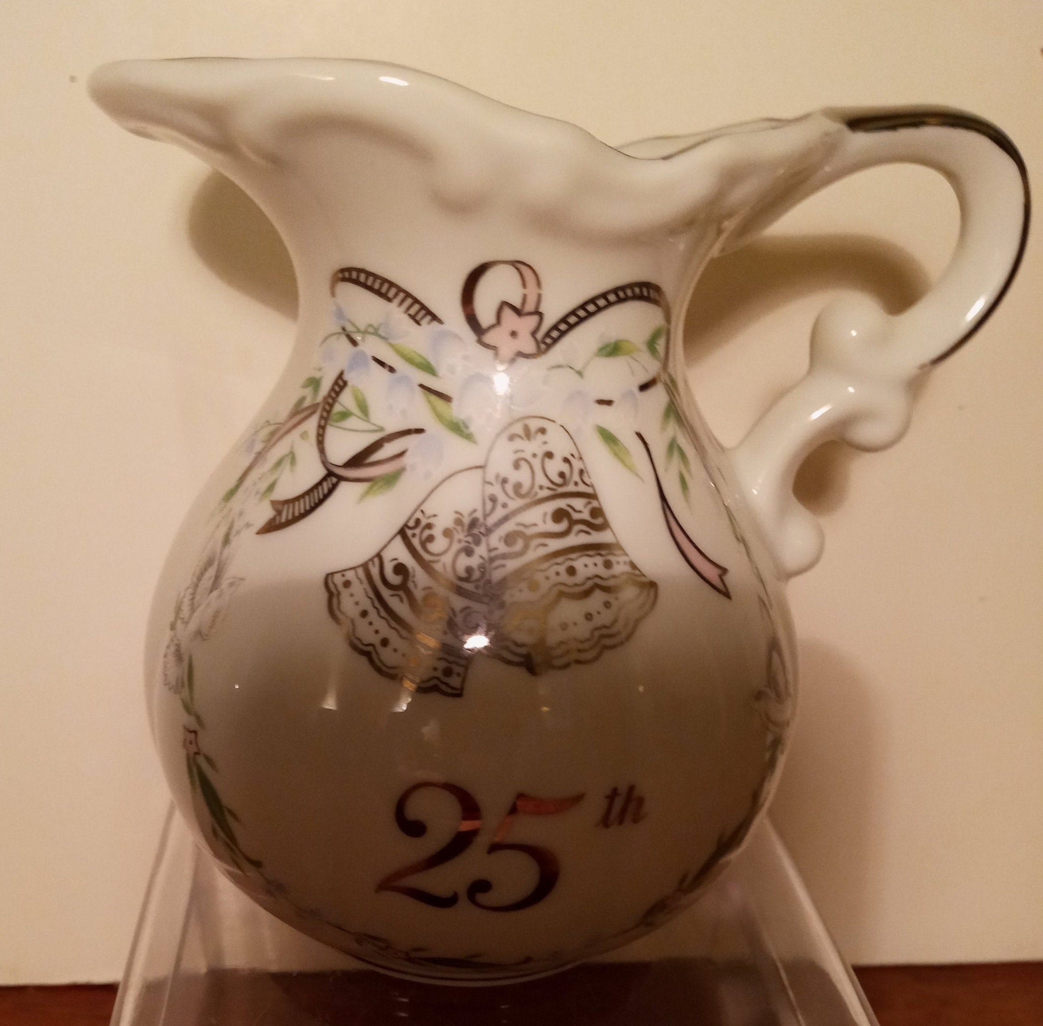 Vintage Lefton China 25th Anniversary Pitcher - Etsy