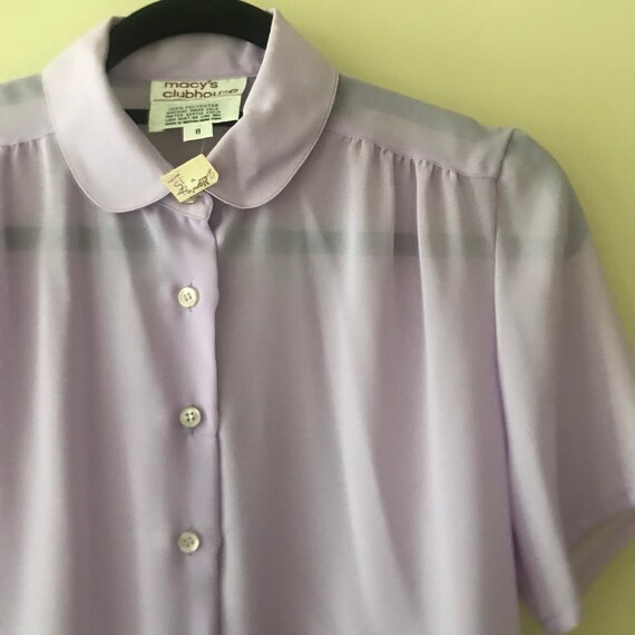 Vintage NWT Deadstock Lilac Purple Buttonup Blouse Sh… - Gem