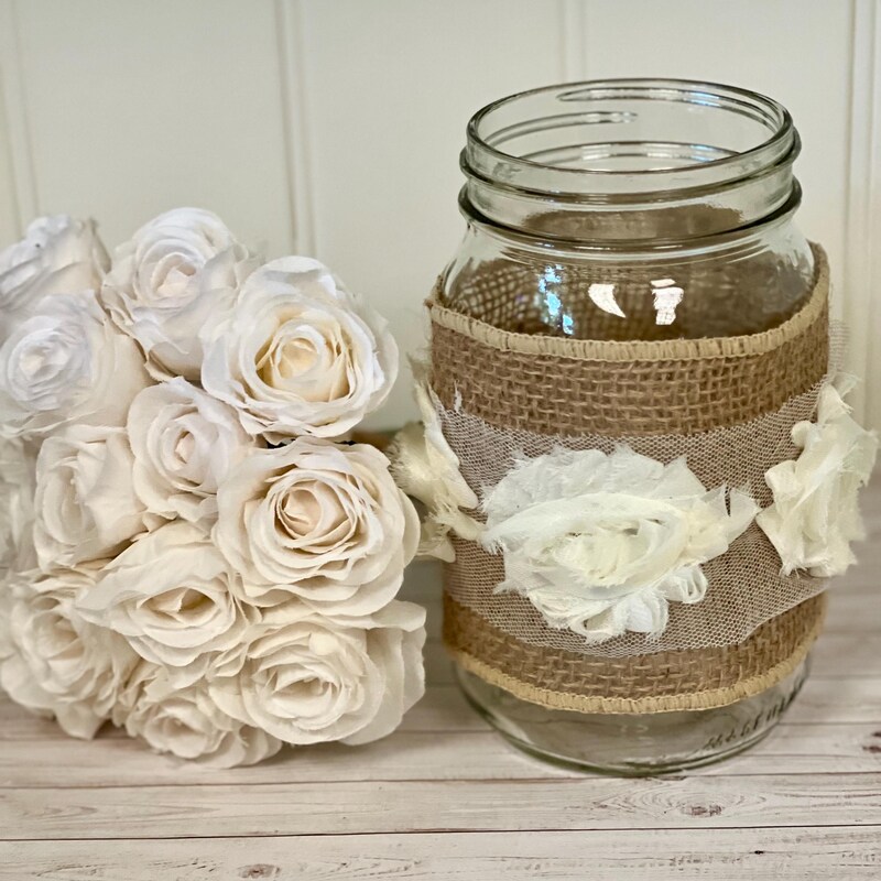 Burlap Mason Jars - Etsy