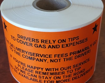 Stickers Bag Sealers Tip Reminder Labels for Doordash, Grubhub, Favor ...