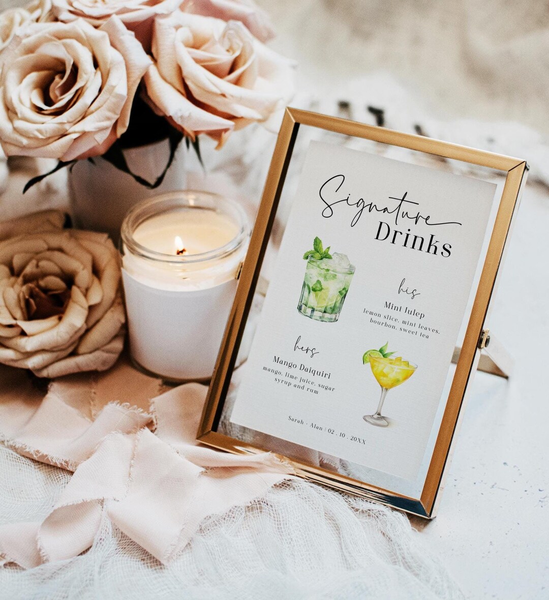 Signature Drinks Sign Template, Wedding Cocktail Menu, Editable Bar ...