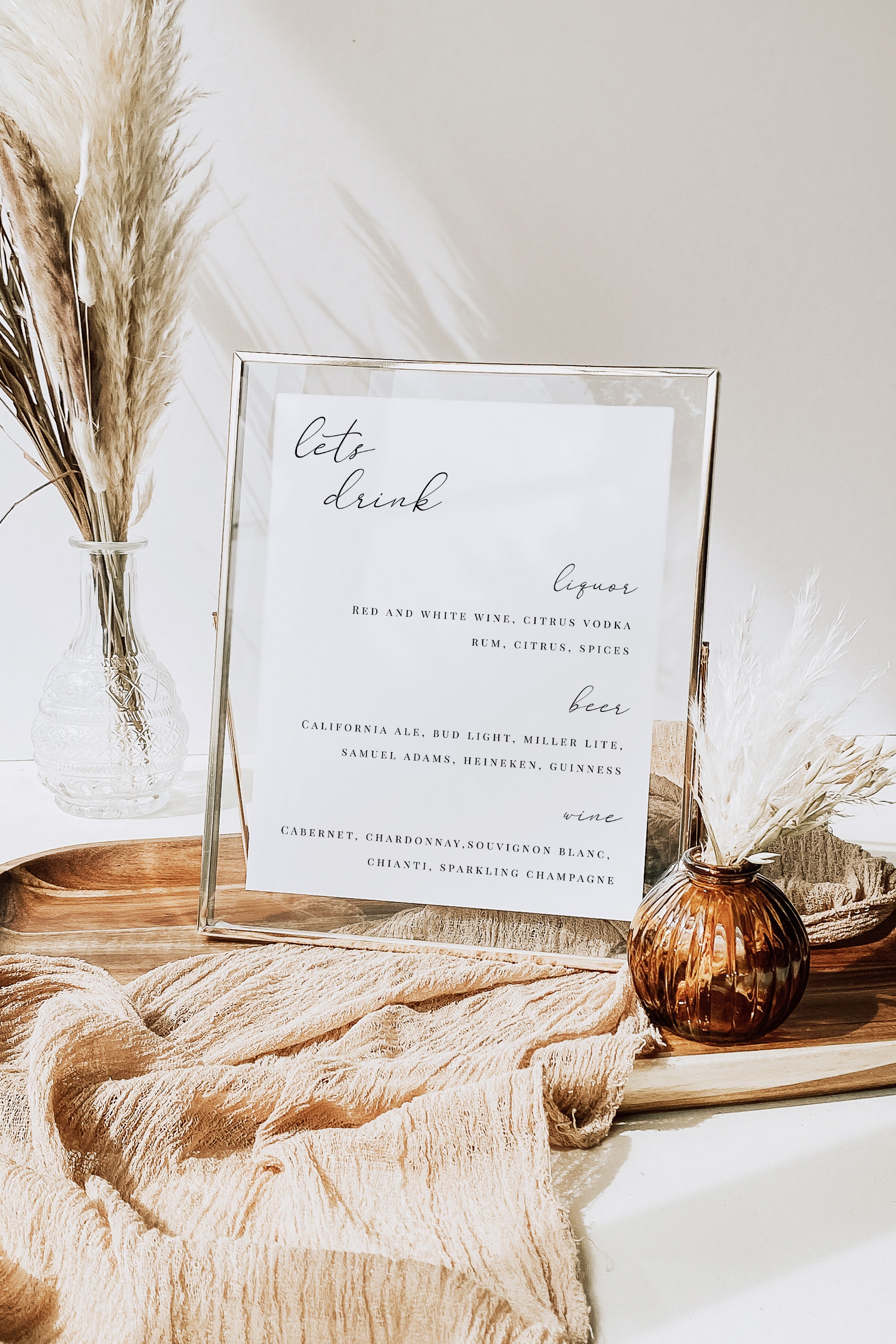 Minimalistic Let's Drink Menu Card Template Printable - Etsy