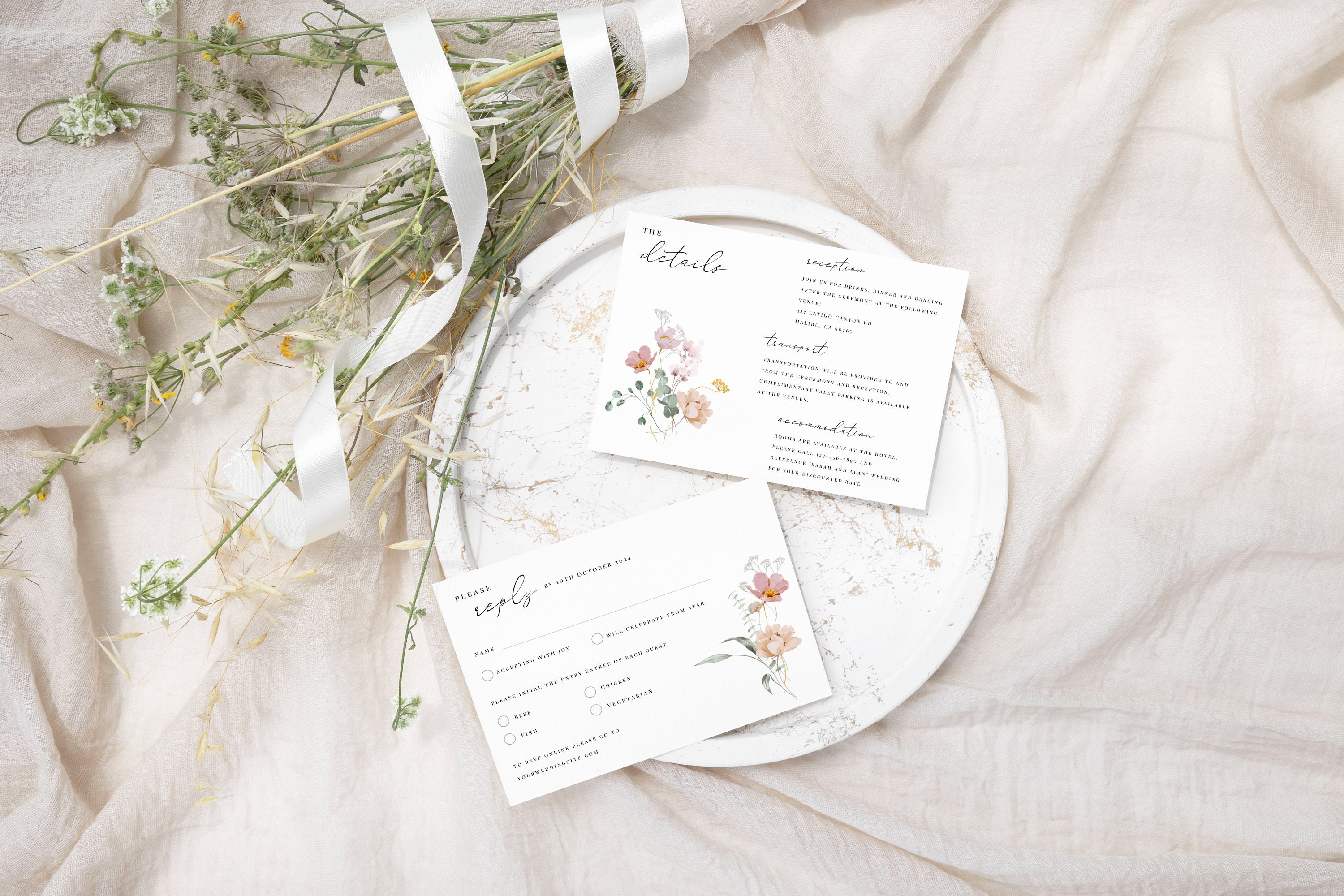 Printable Floral Wedding Invitation Template, Editable Wildflower ...