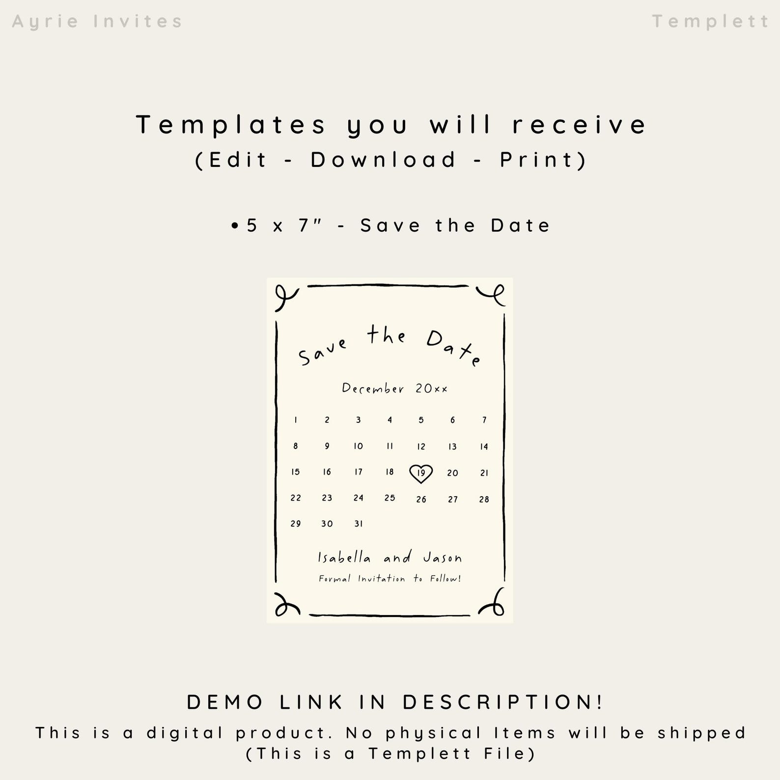 Minimalist Handwritten Save the Date Template, Editable Save the Date ...