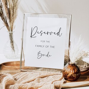 Reserved for Family Table Sign Template, Printable Wedding Reserved ...