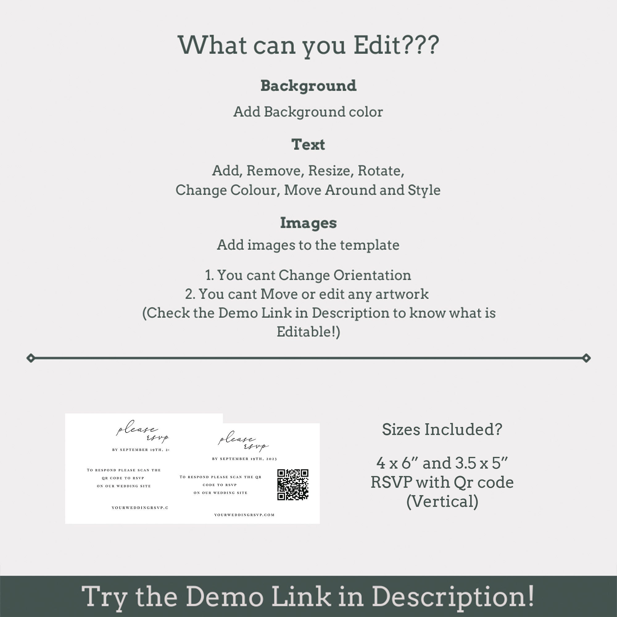 Minimal QR Code Response Card, Printable Please Reply Cards, Minimalist ...