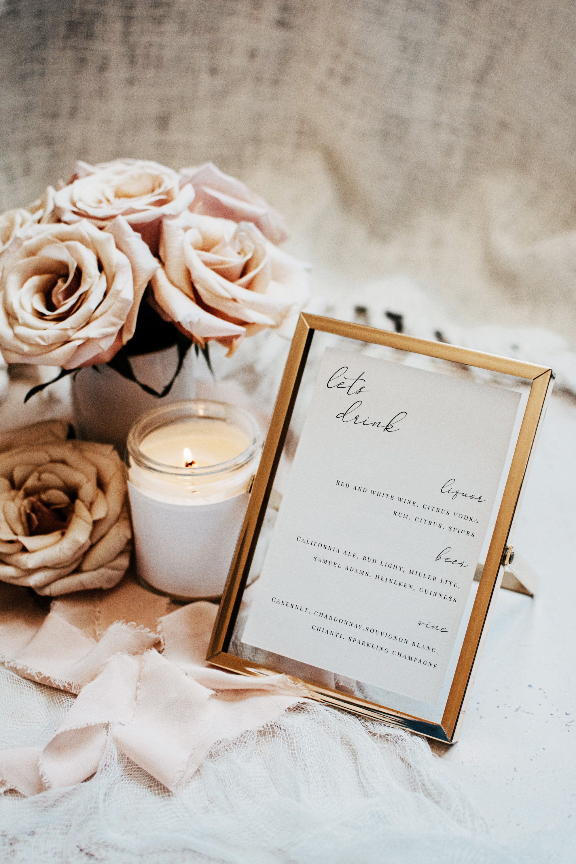 Minimalistic Let's Drink Menu Card Template Printable - Etsy