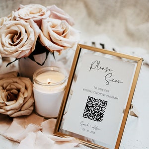 Printable Wedding Program, Qr Code Signs Template, Scan QR Code for ...