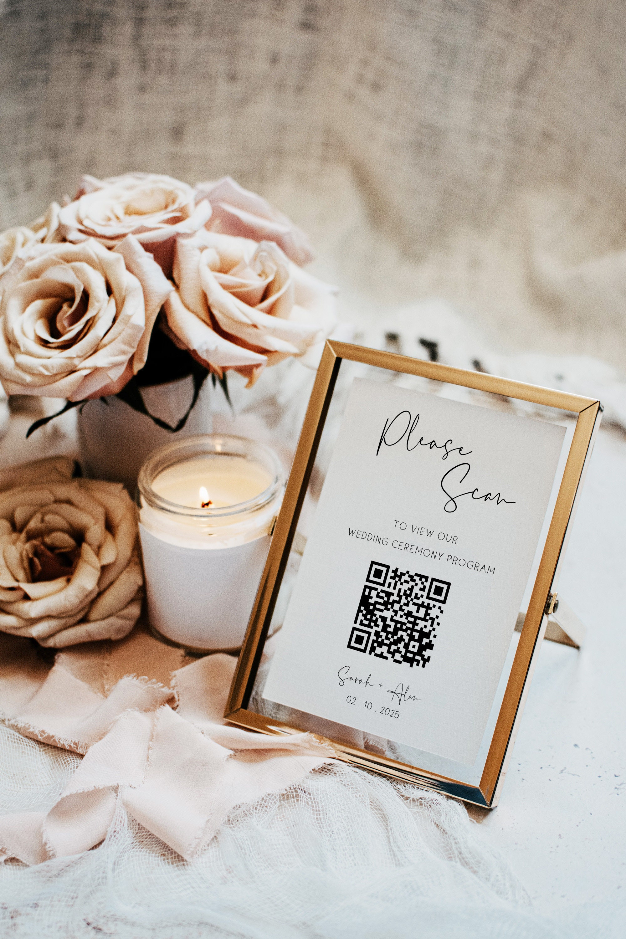 Printable Wedding Program, Qr Code Signs Template, Scan QR Code for ...