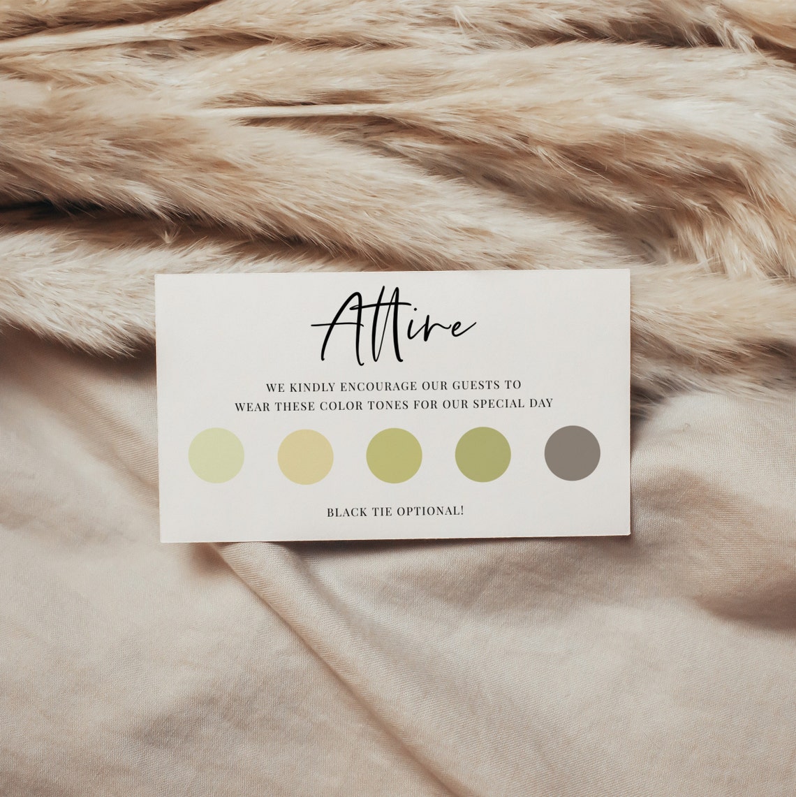 Wedding Attire Card Template, Modern Minimalist Color Palette Insert ...