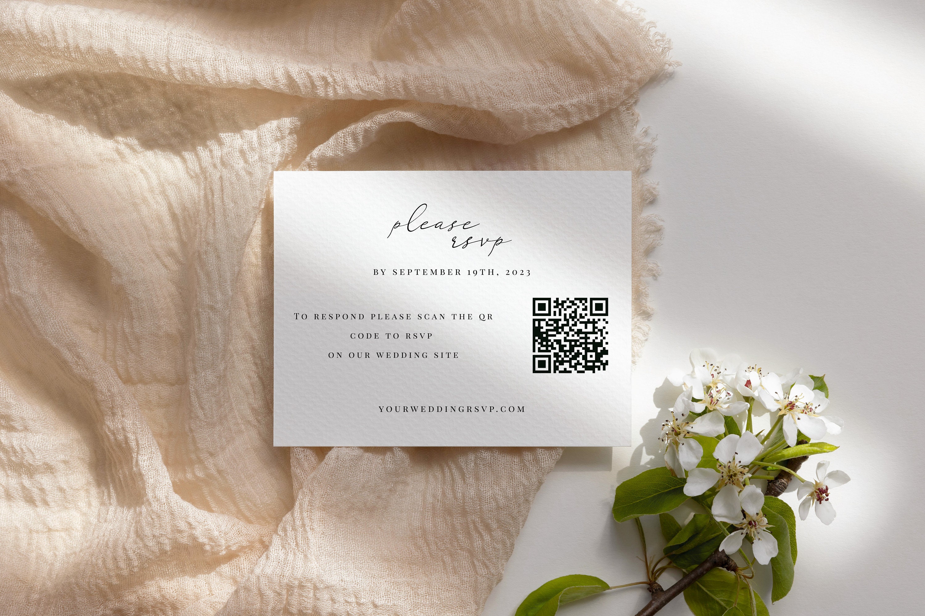 Minimal QR Code Response Card, Printable Please Reply Cards, Minimalist ...
