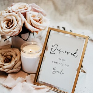 Reserved for Family Table Sign Template, Printable Wedding Reserved ...