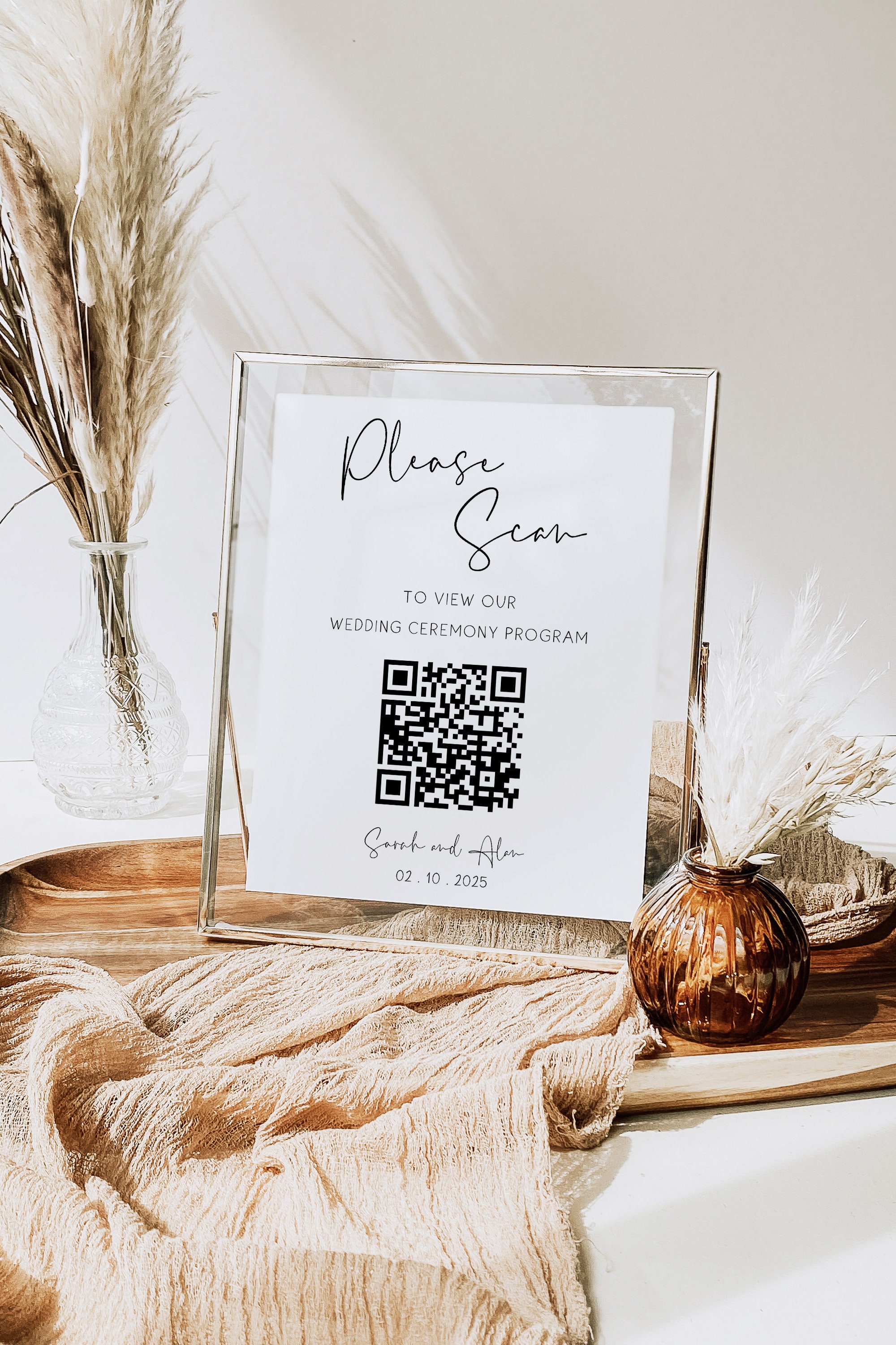 Printable Wedding Program Qr Code Signs Template Scan QR - Etsy