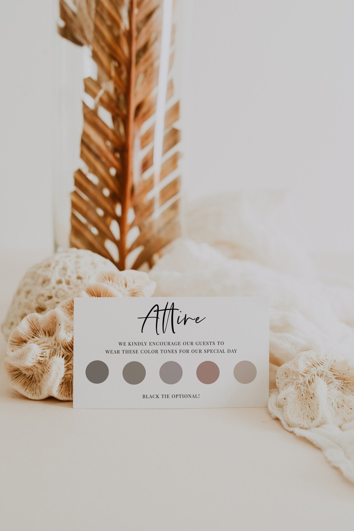 Wedding Attire Card Template, Modern Minimalist Color Palette Insert ...