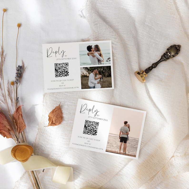 Printable Rsvp With Qr Code and Photo, Rsvp With Qr Code, Rsvp With ...