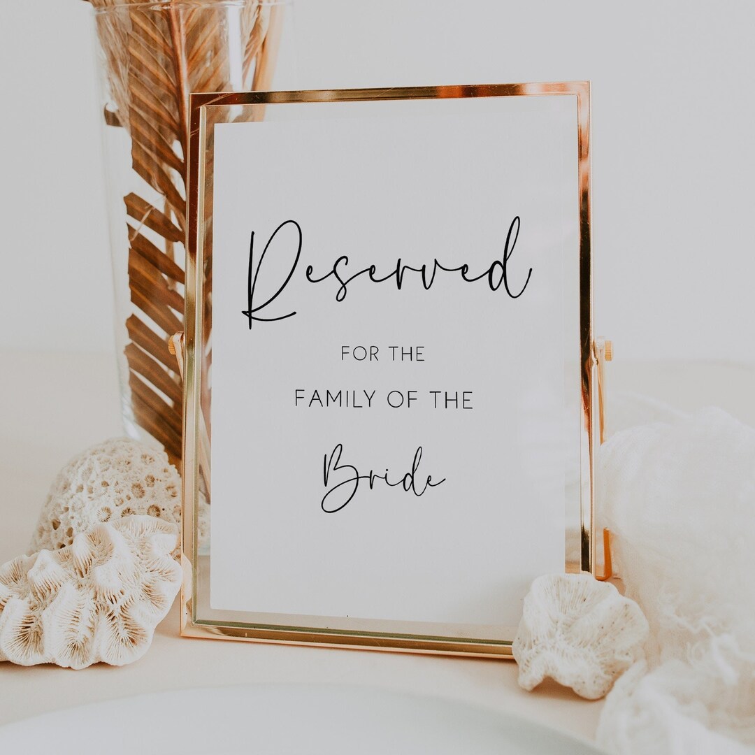 Reserved for Family Table Sign Template, Printable Wedding Reserved ...