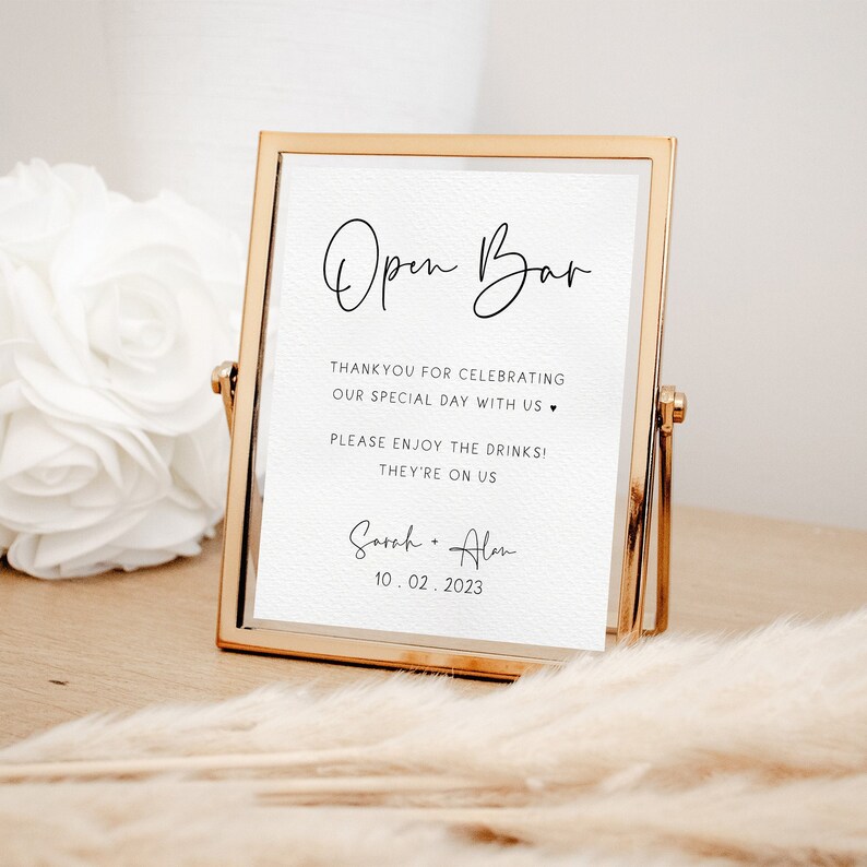 Open Bar Sign Wedding Open Bar Printable Sign Alcohol Drink - Etsy