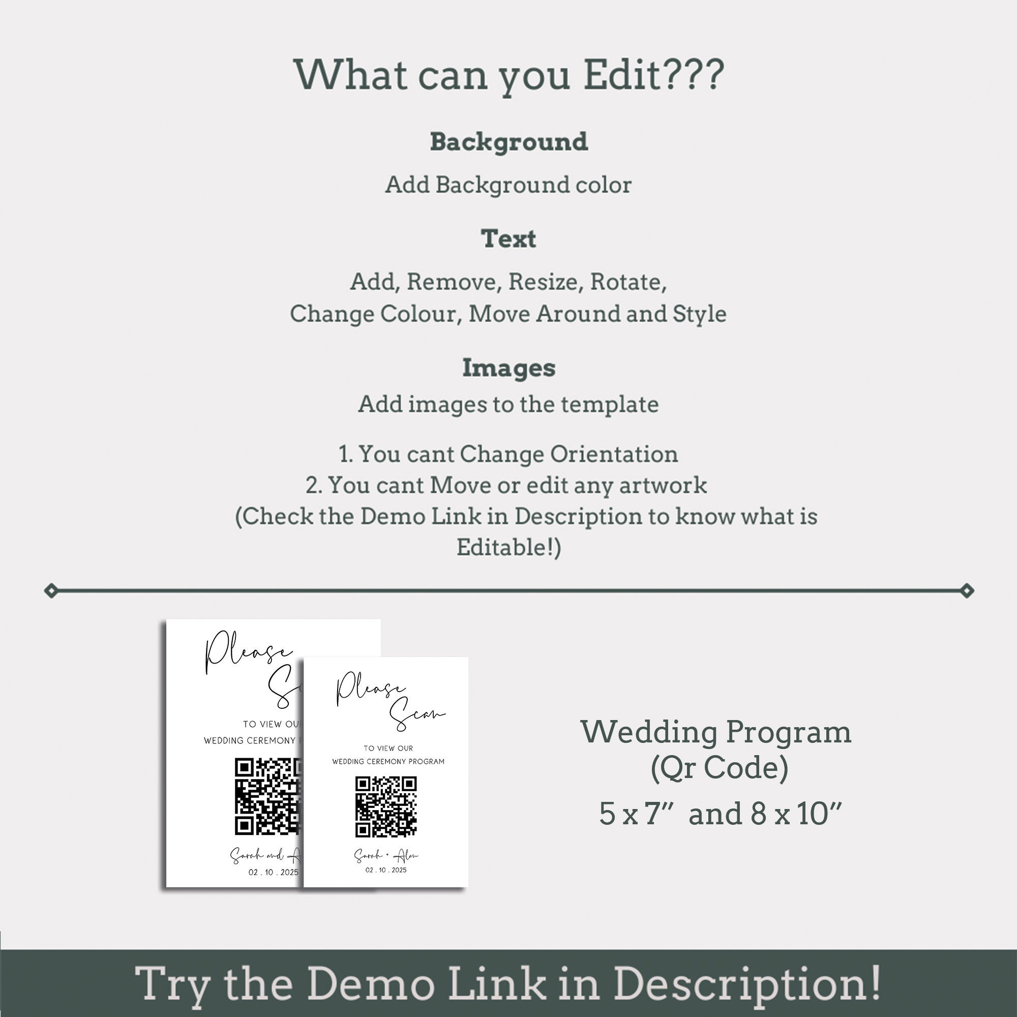 Printable Wedding Program Qr Code Signs Template Scan QR - Etsy