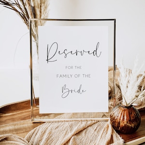 Reserved for Family Table Sign Template, Printable Wedding Reserved ...