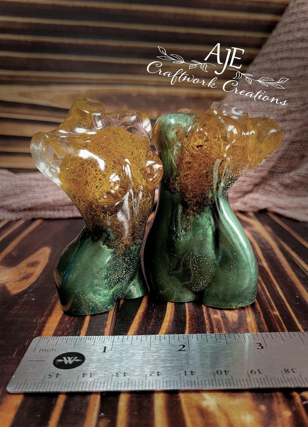 Resin Moss Goddess Figure Set, Female Statue 2pc Set, Busty & Petite ...