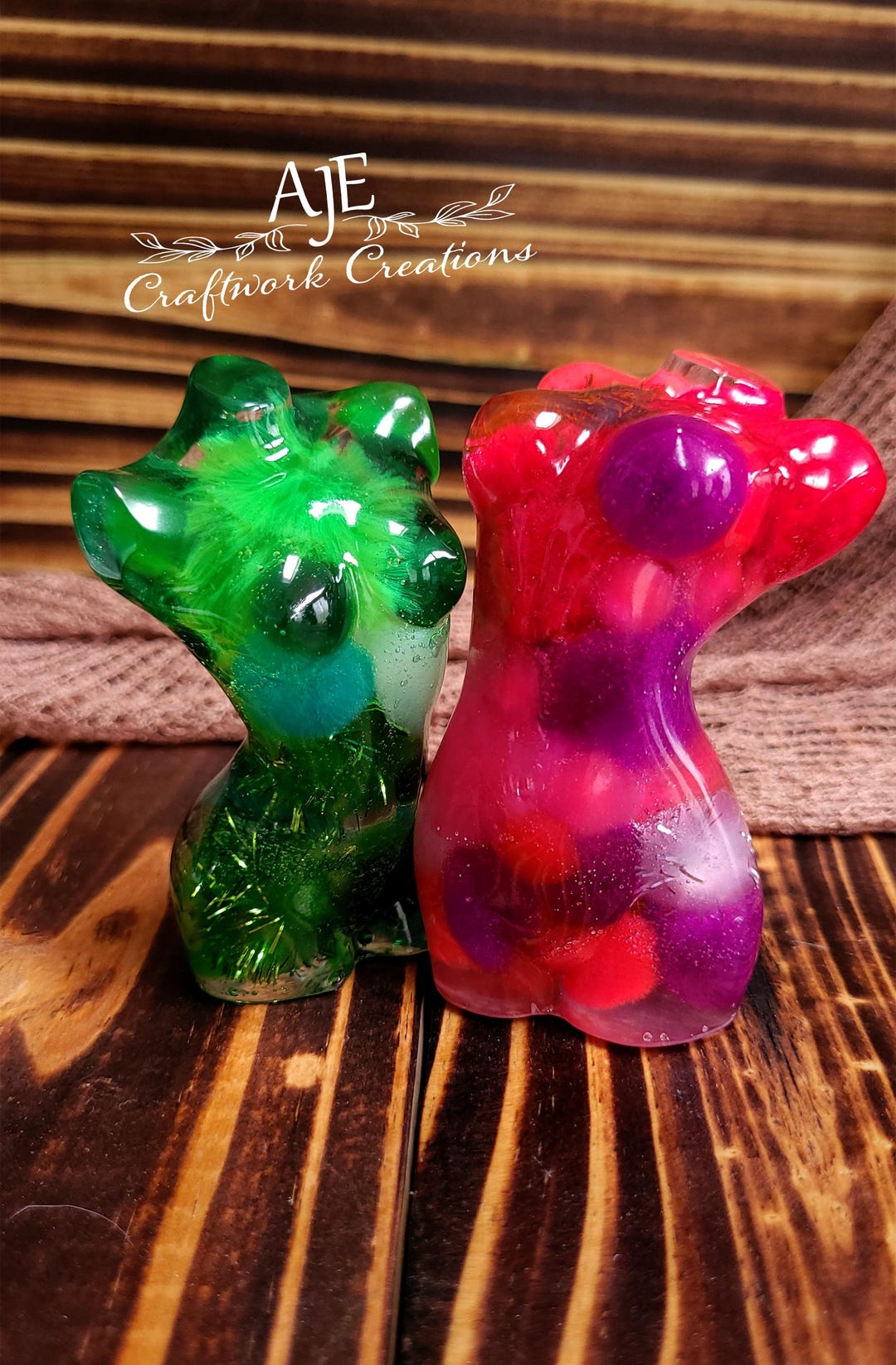Handmade Resin Goddess Figure Set: Embedded Pom Poms, Curvy Statue - Etsy
