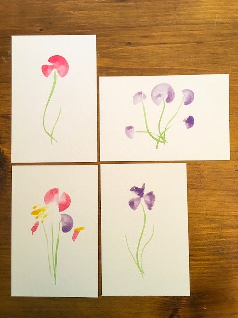 Watercolor Notecards - Hand-painted Originals - Etsy