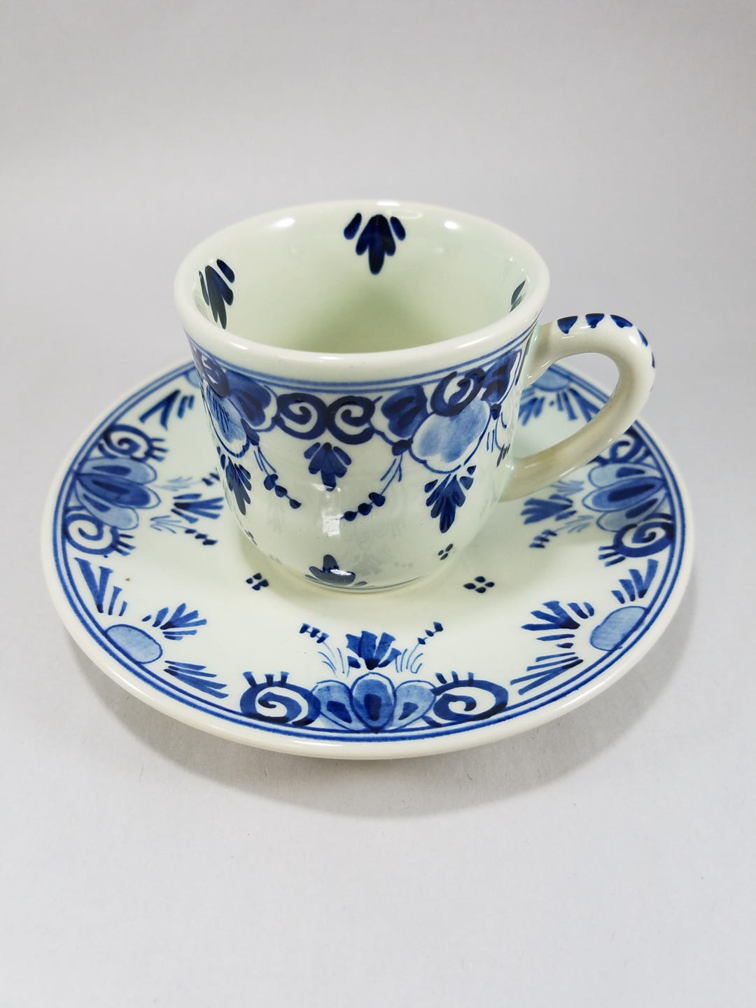 Vintage Regina Delft Holland Blue and White Coffee Tea Cup and Saucer ...