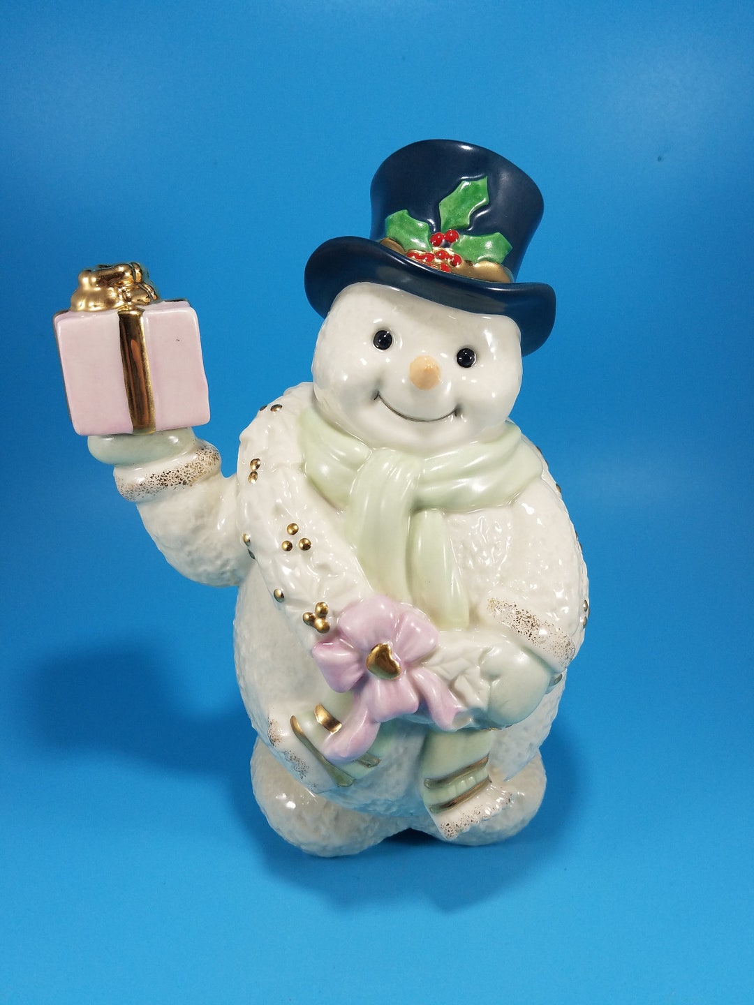 Lenox Bone China 7 Holiday Mr. Snowman Figurine With Present Retail ...