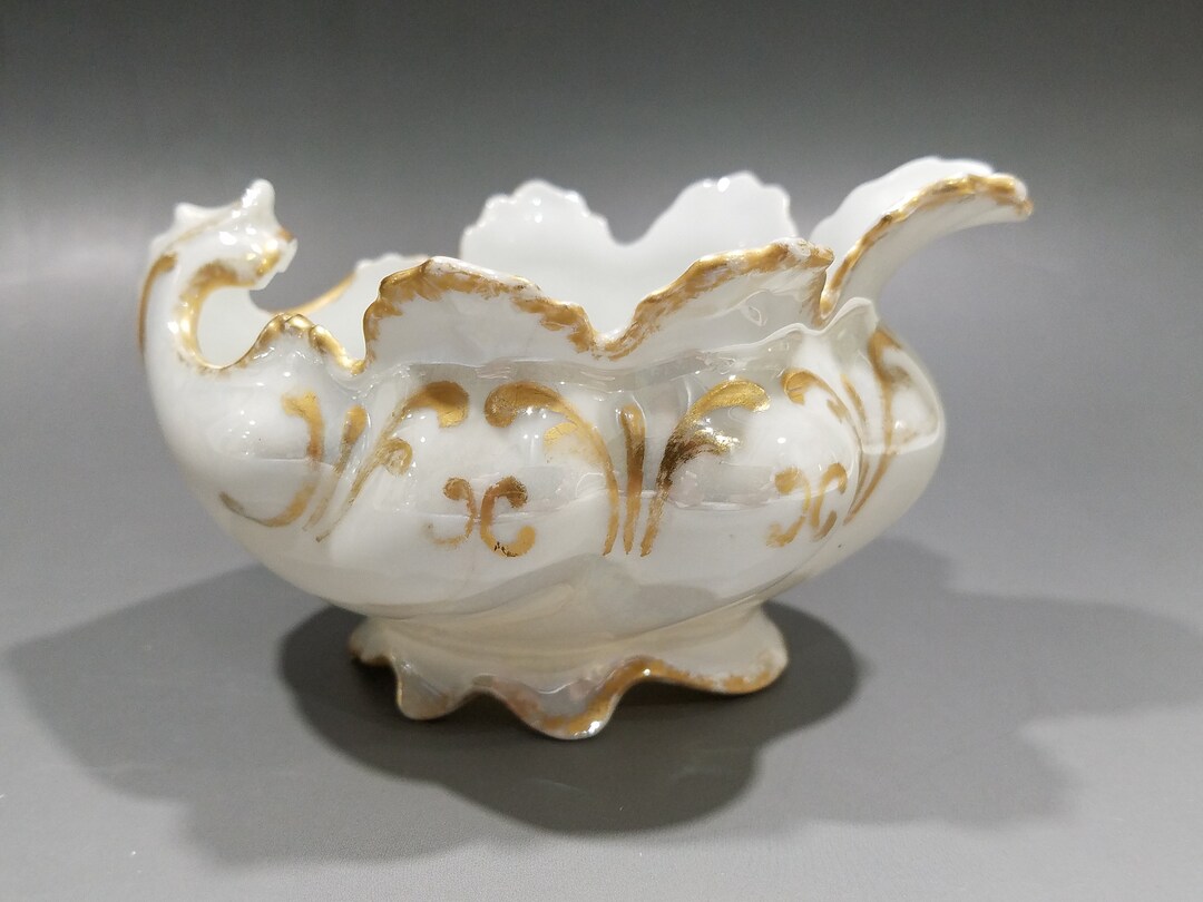 Antique M.Z. Austria Moritz Zdekauer Open Sugar Bowl White and Gold - Etsy