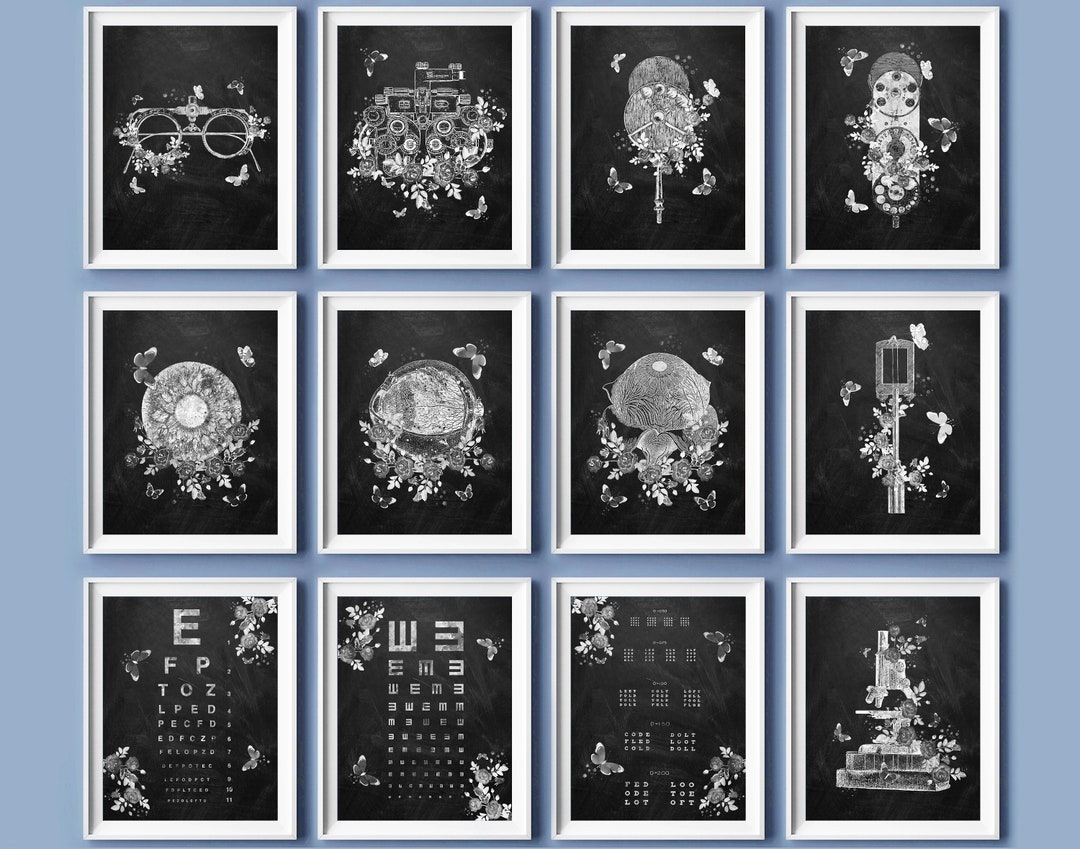 12 Optician Gift Optometry Art Ophthalmology Art Chalkboard Art Medical ...