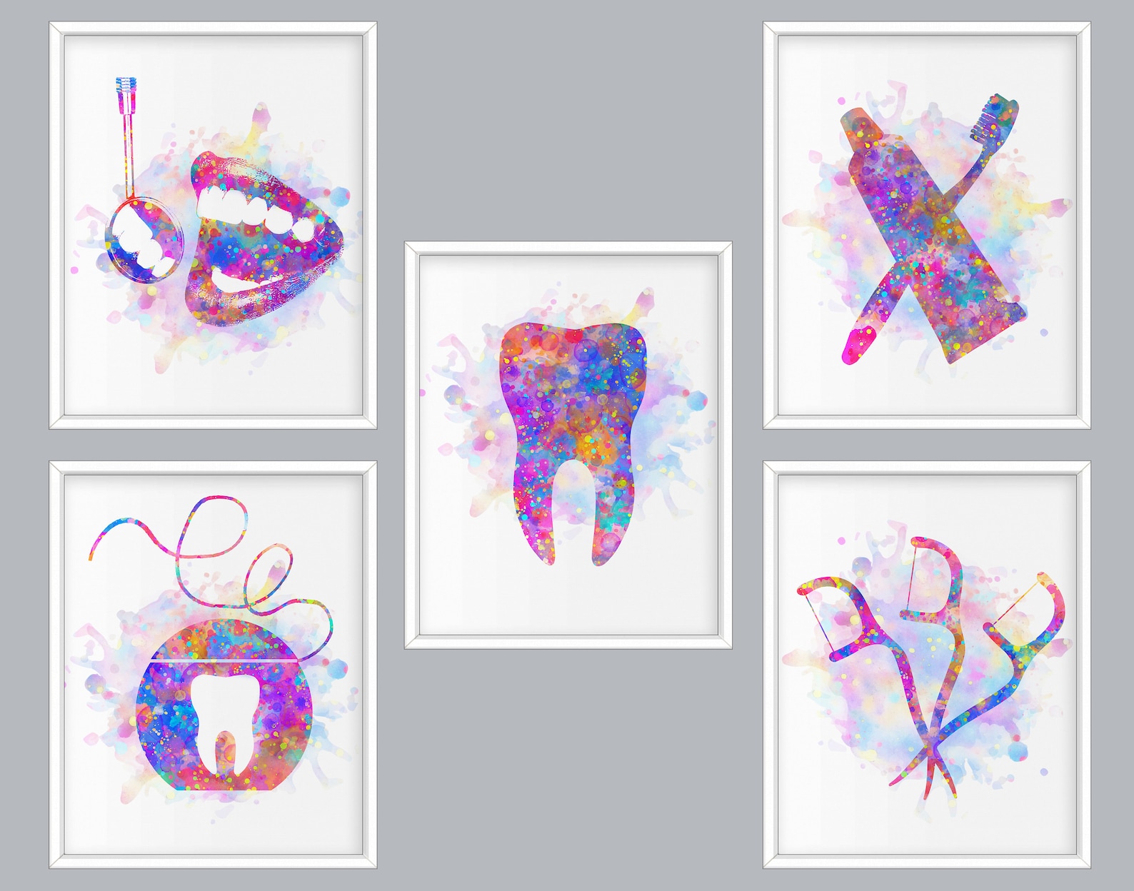 5 Watercolor Dental Art Medical Painting Dentist Gift Dental - Etsy