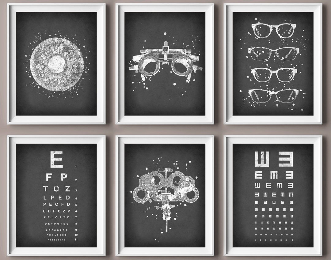 Optometry Art Prints: Eye Clinic Decor, Optician Gift (set of 6 ...
