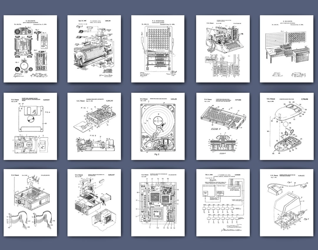 Set 15 Programmer Gift Retro Computer Patent Art Motherboard Blueprint IT Tech Art Coding Poster ...