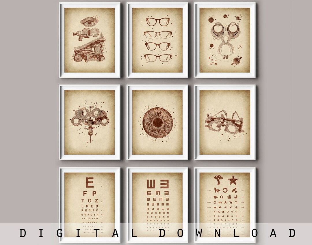 9 Visual System Posters Vintage Optometry Art Optician Gift Retro ...