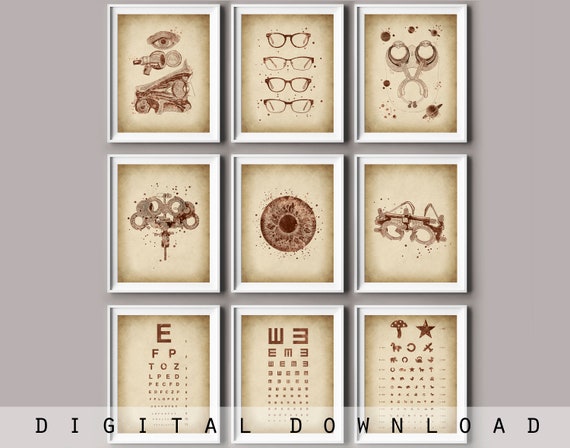 9 Visual System Posters Vintage Optometry Art Optician Gift | Etsy