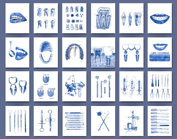 Dental Art Set of 24 Dentistry Artwork Medical Decor - Etsy