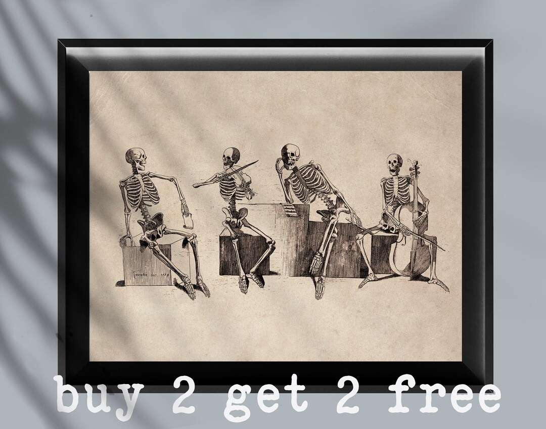 Vintage Skeletons Art Musician Art Humor Art Funny Art Medical Art ...