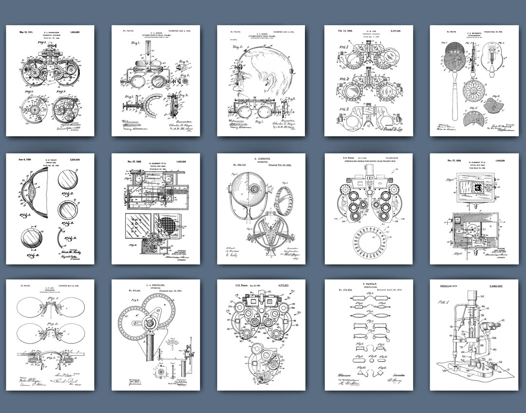 15 Optometrist Gift Optometry Patent Art Ophthalmology Blueprint ...
