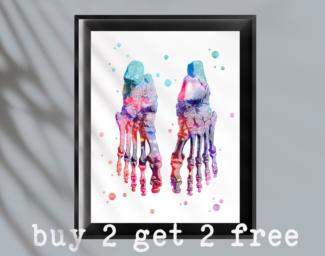 Watercolor Foot Bones Anatomy Art Print: Medical Gift - Etsy
