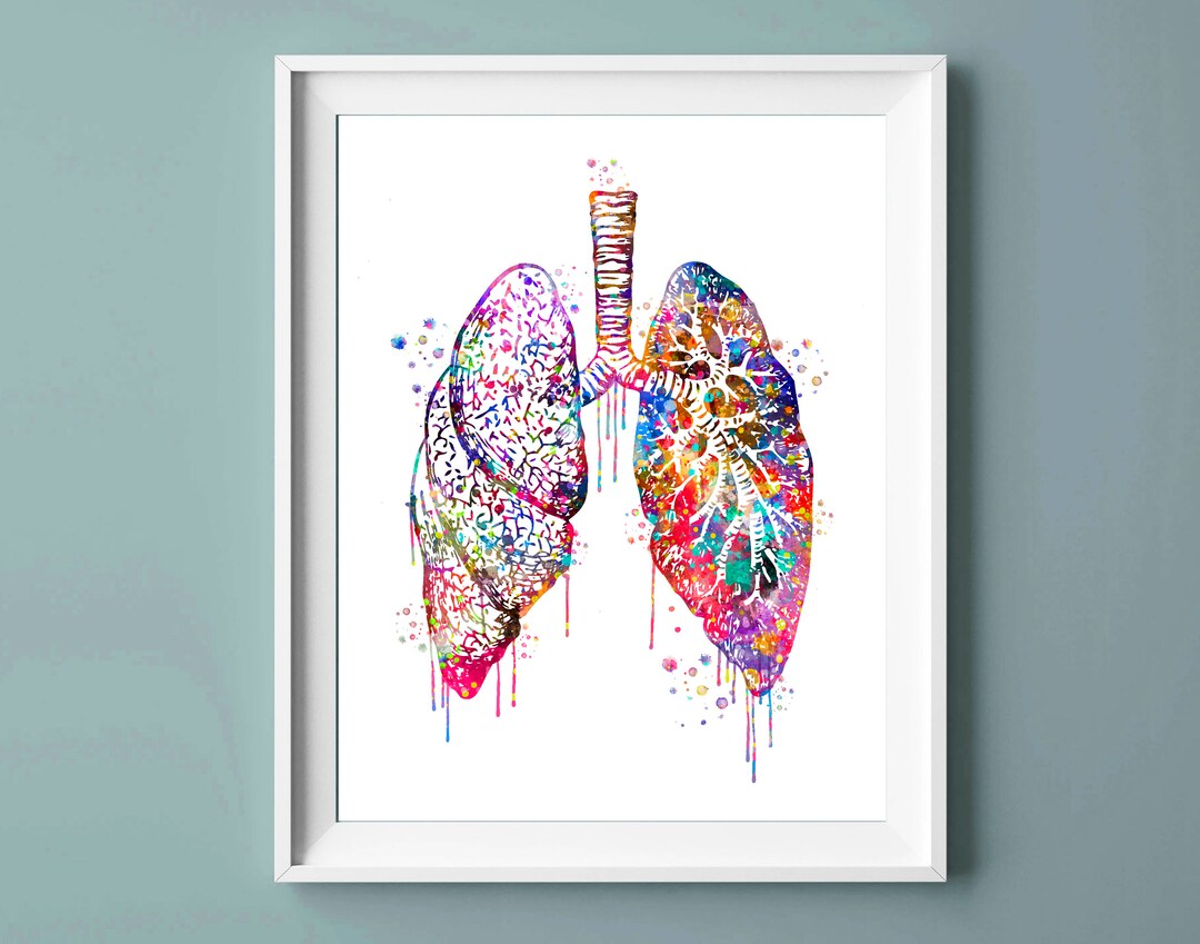Watercolor Lungs Print Anatomy Art Respiratory System Poster Medical ...