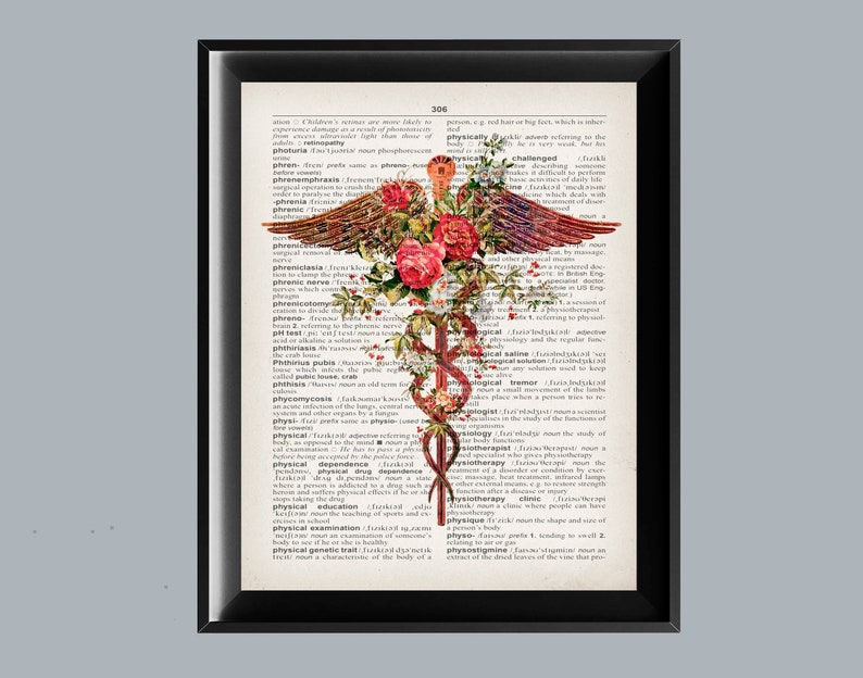 Floral Caduceus Art Medical Art Symbol Artwork Doctor Gift - Etsy