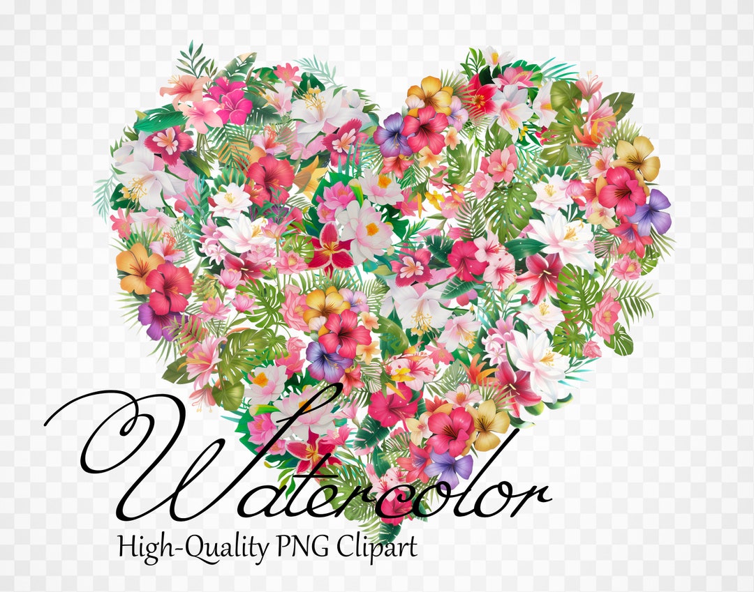 Flower Heart Clipart Floral Heart PNG Valentines Day Bouquet Clipart ...
