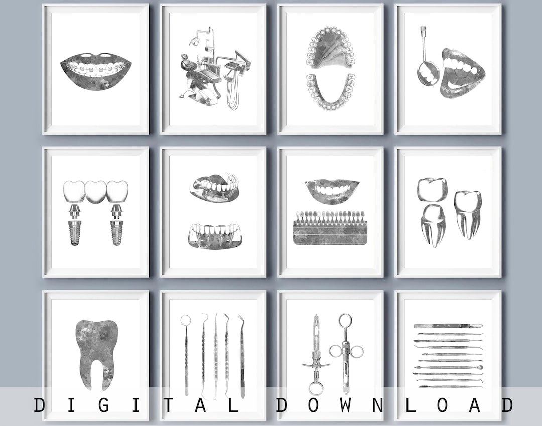 12 Dental Clinic Decor, Dentist Gift, Dentistry Artwork, Orthodontist ...