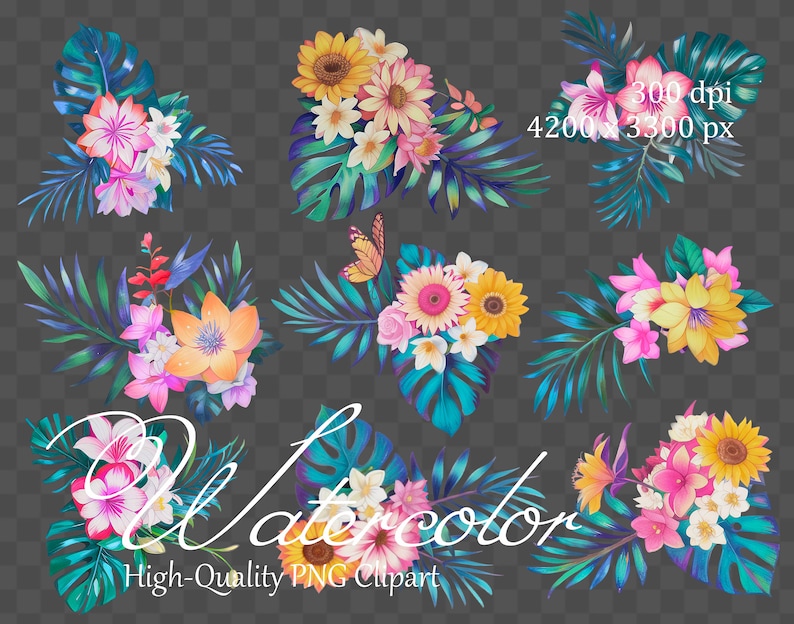 9 Hawaiian Flowers Clipart Aloha Hawaii PNG Tropical Flowers - Etsy