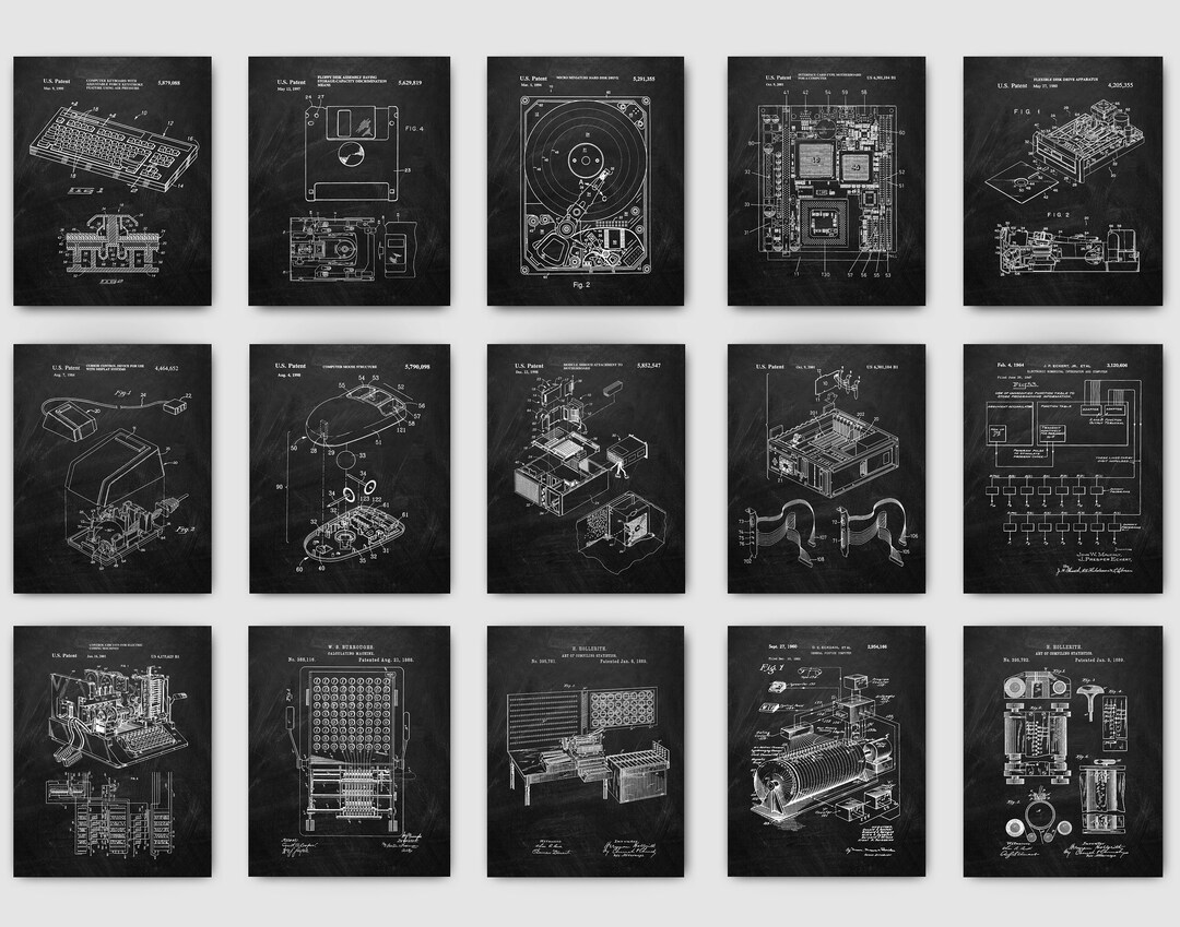 Computer Patent Art Prints: Vintage PC Blueprint Decor (digital ...